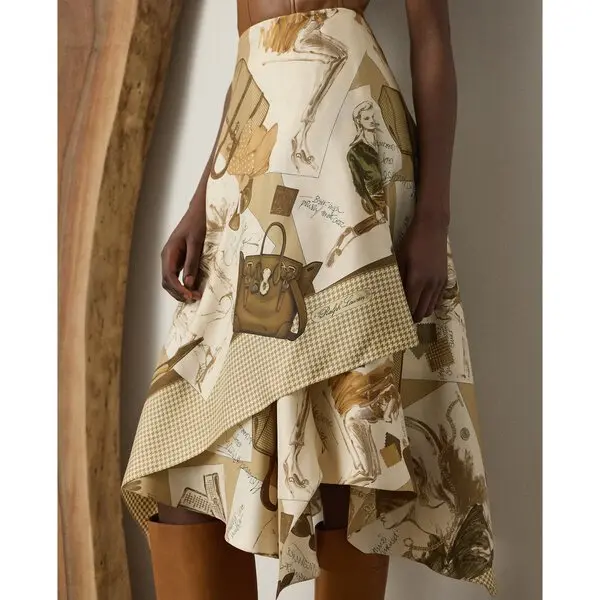 Ralph Lauren Glenn Diary-print Silk Twill Skirt - Tan Multi
