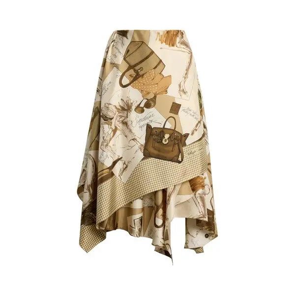Ralph Lauren Glenn Diary-print Silk Twill Skirt - Tan Multi
