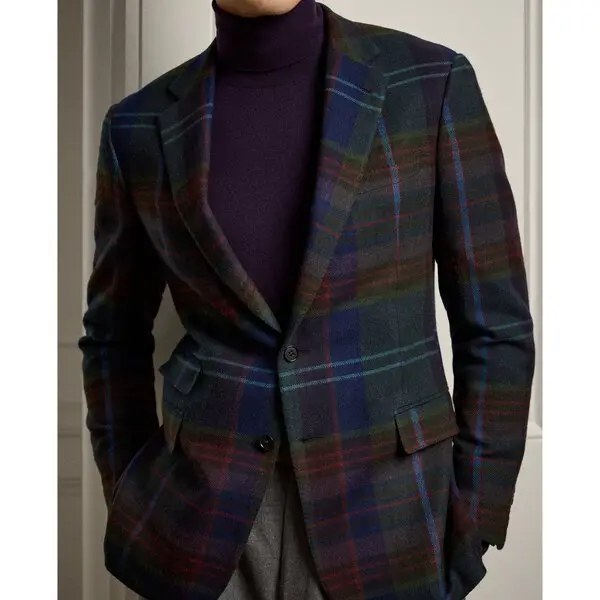Ralph Lauren Kent Hand-tailored Plaid Wool Jacket