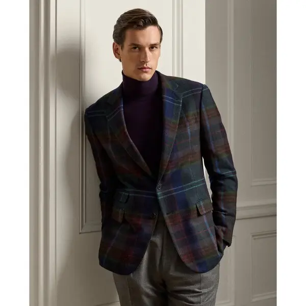Ralph Lauren Kent Hand-tailored Plaid Wool Jacket