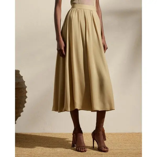 Ralph Lauren Kynlee Pleated Silk Georgette Skirt