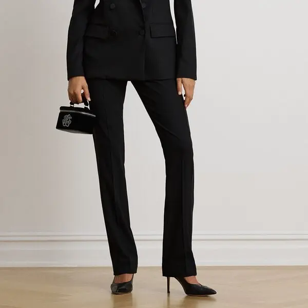 Ralph Lauren Satin-trim Wool Crepe Straight Pant