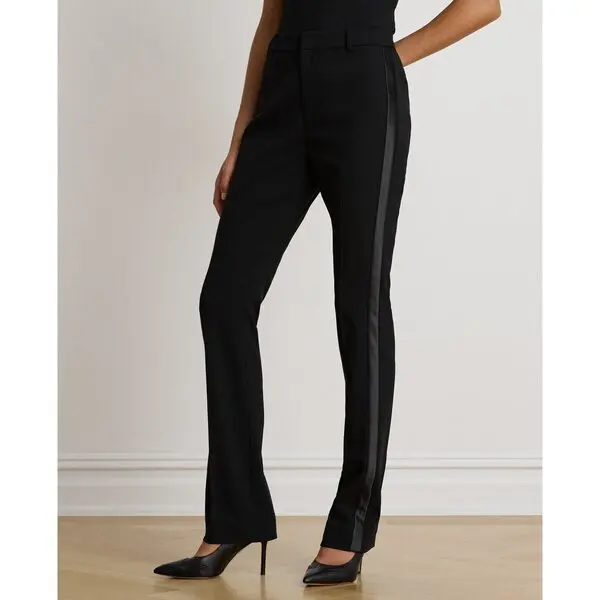 Ralph Lauren Satin-trim Wool Crepe Straight Pant