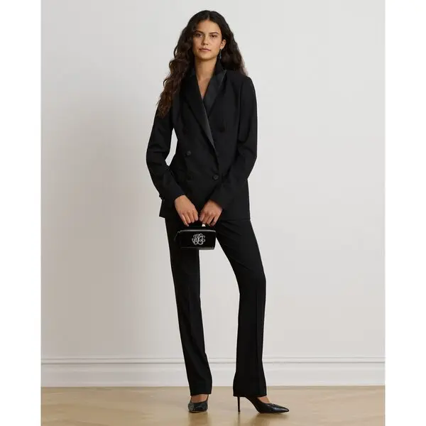 Ralph Lauren Satin-trim Double-breasted Wool Blazer