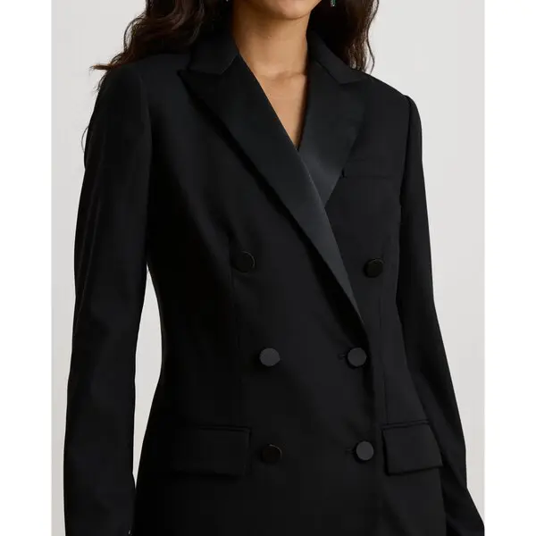 Ralph Lauren Satin-trim Double-breasted Wool Blazer