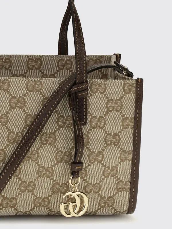 Gucci Mini Bag In Gg Supreme Fabric With Double Handle And Shoulder Strap
