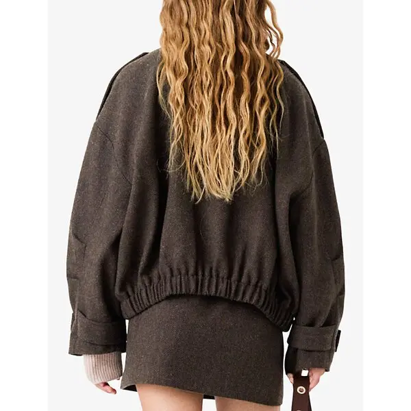 Maje Herringbone Oversized-fit Wool-blend Jacket