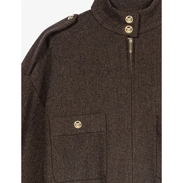 Maje Herringbone Oversized-fit Wool-blend Jacket