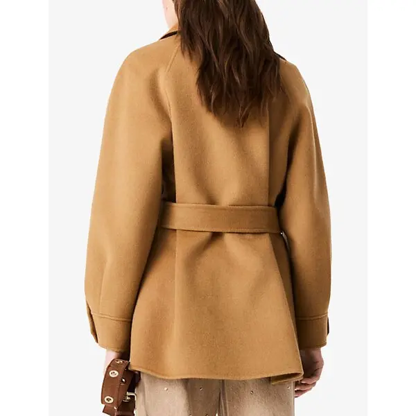 Maje Corduroy-collar Flap-pocket Wool-blend Coat