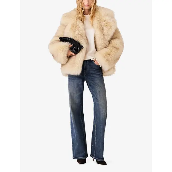 Maje Wide-collar Oversized-fit Faux-fur Jacket
