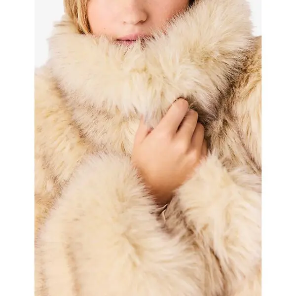 Maje Wide-collar Oversized-fit Faux-fur Jacket