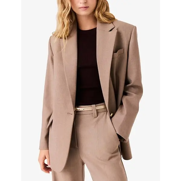 Maje Notch-lapel Oversized-fit Woven Blazer