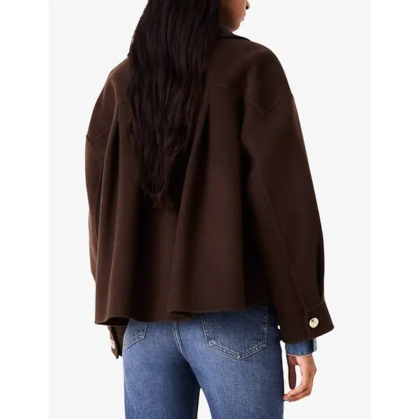 Maje Contrast-collar Boxy-fit Wool-blend Jacket