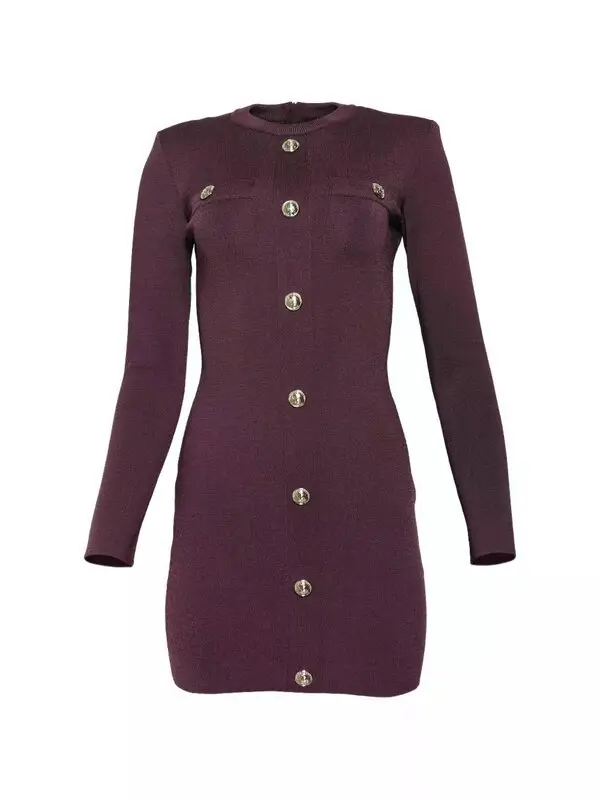 Balmain Button-embellished Long-sleeve Dress