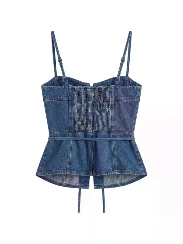 REFORMATION Clayten Lace-up Peplum Top