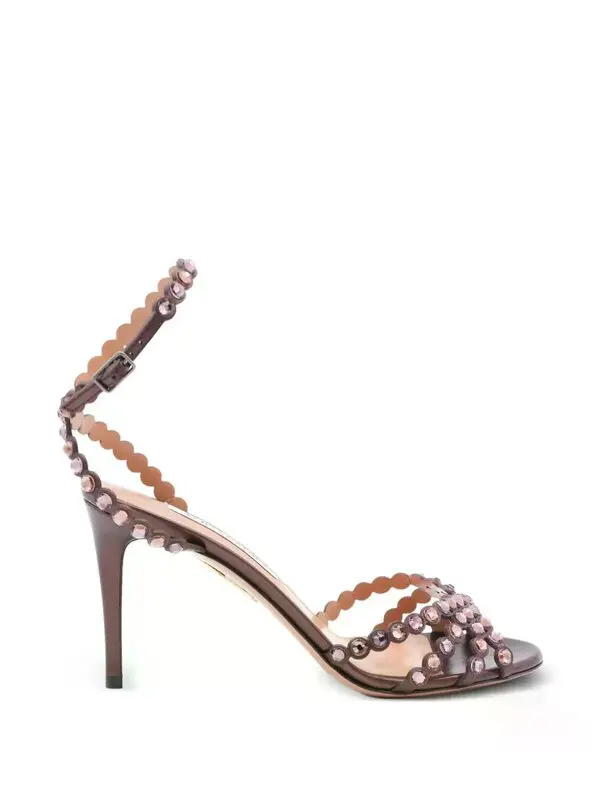 AQUAZZURA Tequila Crystal-embellished Sandals - Brown