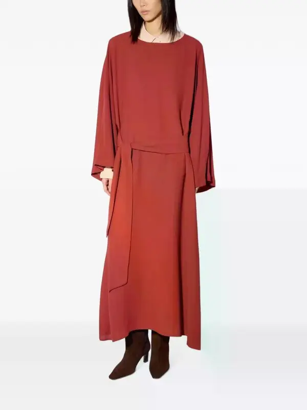 Liviana Conti Belted Long-sleeve Maxi Dress
