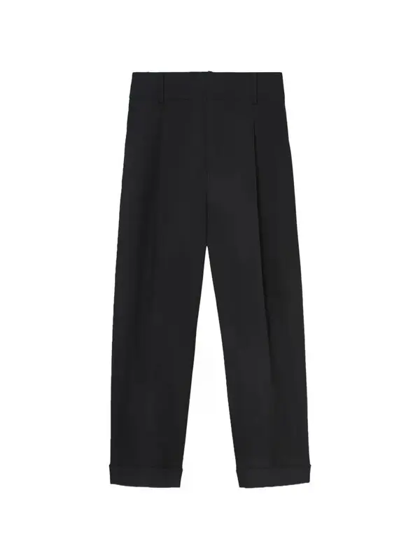 PSOPHIA Pleated Turn-up Trousers