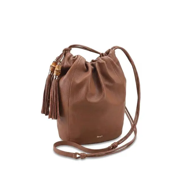 Paul Costelloe Piper Leather Crossbody Bucket Bag - Brown