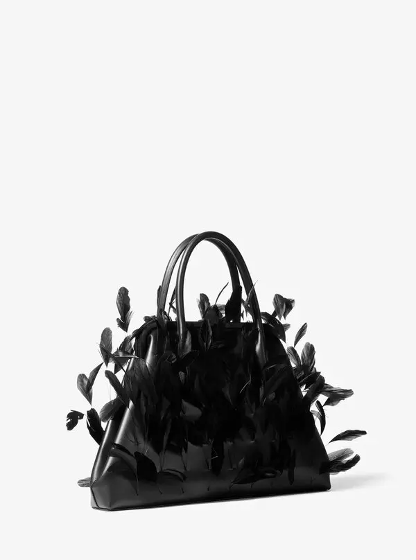 Michael Kors Sofia Large Hand-embroidered Feather Leather Frame Satchel In By