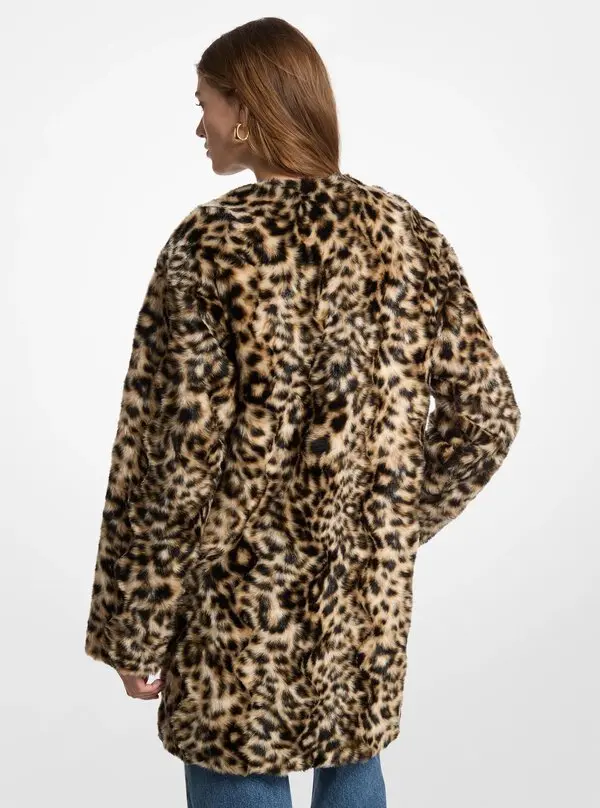 Michael Kors Leopard Faux Fur Coat In Size By