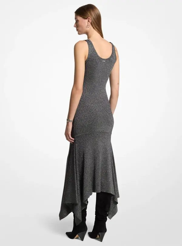 Michael Kors Metallic Knit Asymmetric Dress In Size By
