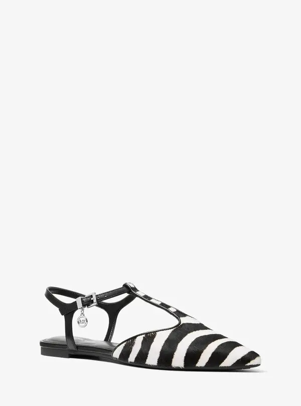Michael Kors Cherie Flex Zebra Print Calf Hair Flat In Size By