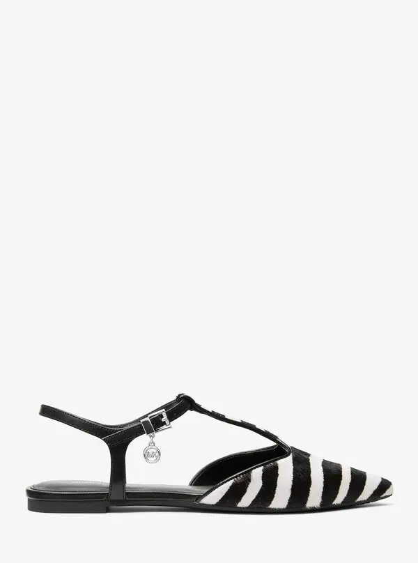 Michael Kors Cherie Flex Zebra Print Calf Hair Flat In Size By