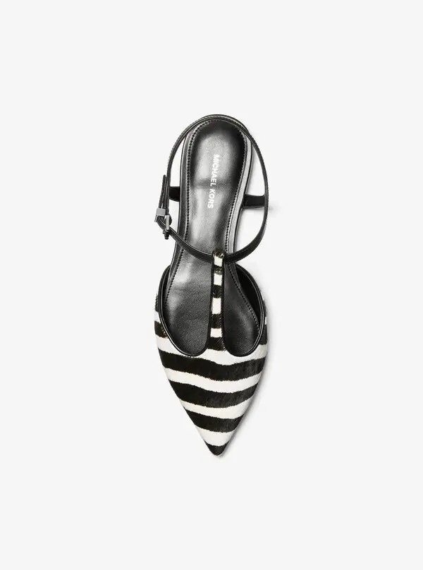 Michael Kors Cherie Flex Zebra Print Calf Hair Flat In Size By