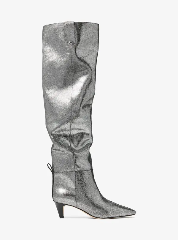 Michael Kors Daniela Metallic Leather Boot In Size By - Silver