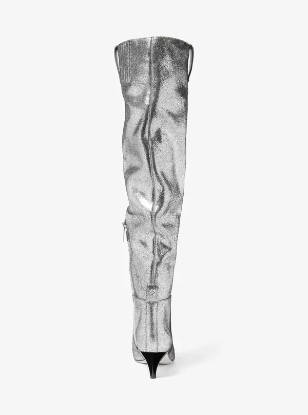 Michael Kors Daniela Metallic Leather Boot In Size By - Silver