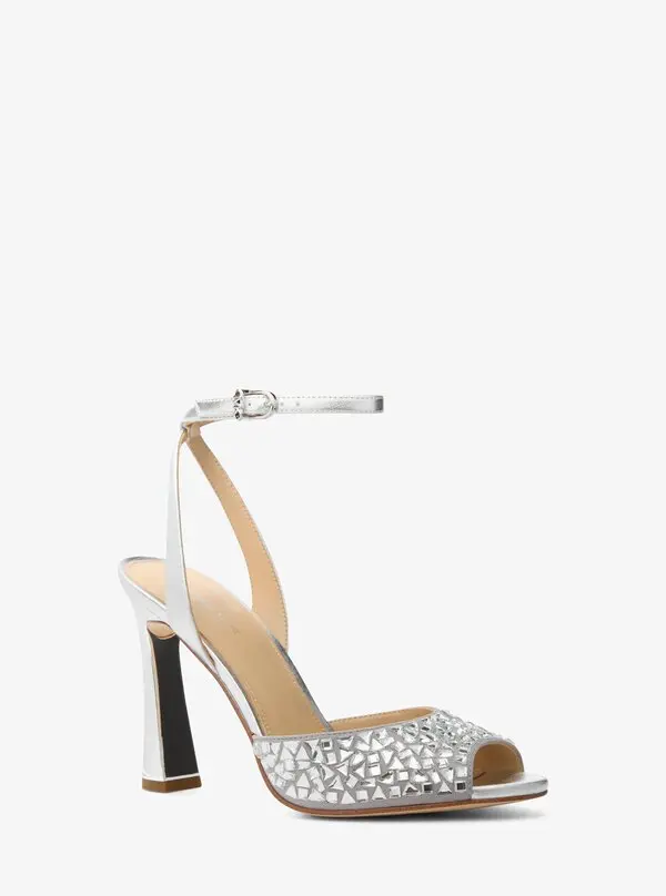 Michael Kors Rosie Embellished Metallic Sandal In Size By