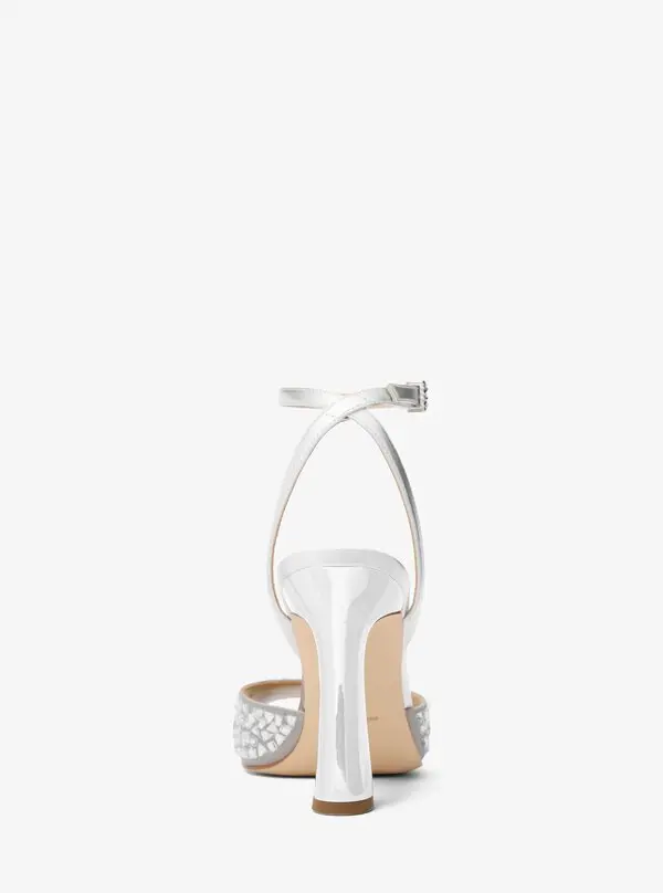 Michael Kors Rosie Embellished Metallic Sandal In Size By