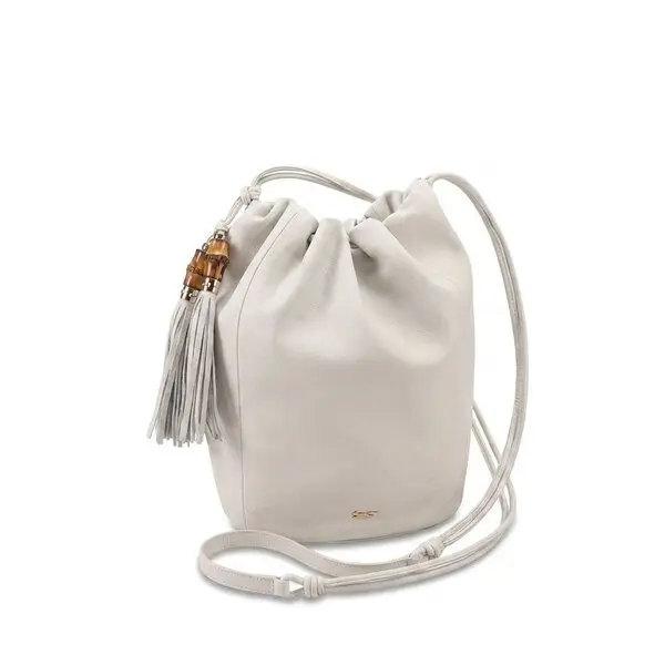 Paul Costelloe Piper Leather Crossbody Bucket Bag Neutrals - Black
