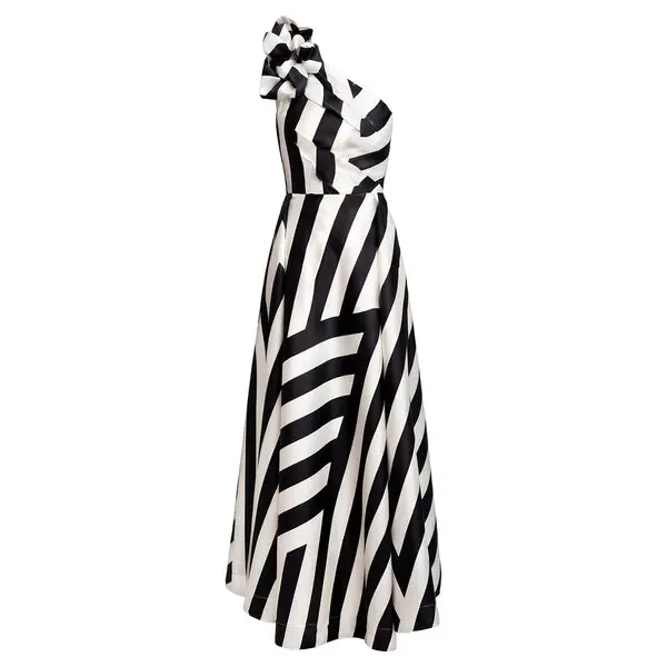 MAXJENNY One Shoulder Statement Gown – Black