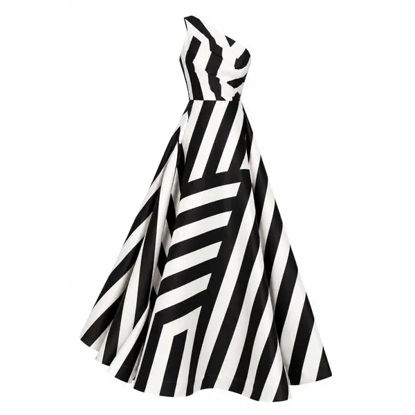 MAXJENNY One Shoulder Statement Gown – Black - White
