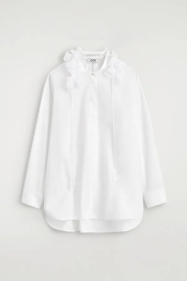 Cos Ruffled-collar Cotton-silk Shirt - White
