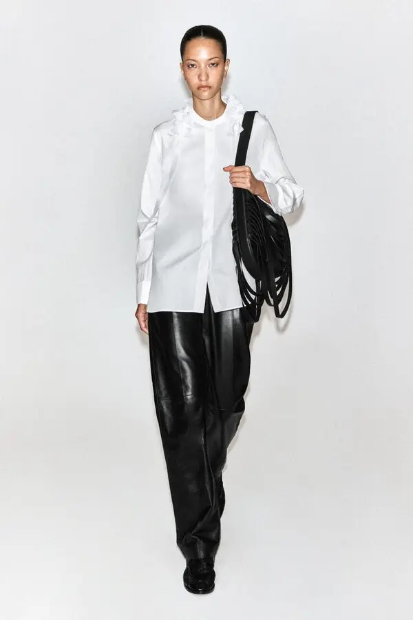 Cos Ruffled-collar Cotton-silk Shirt - White
