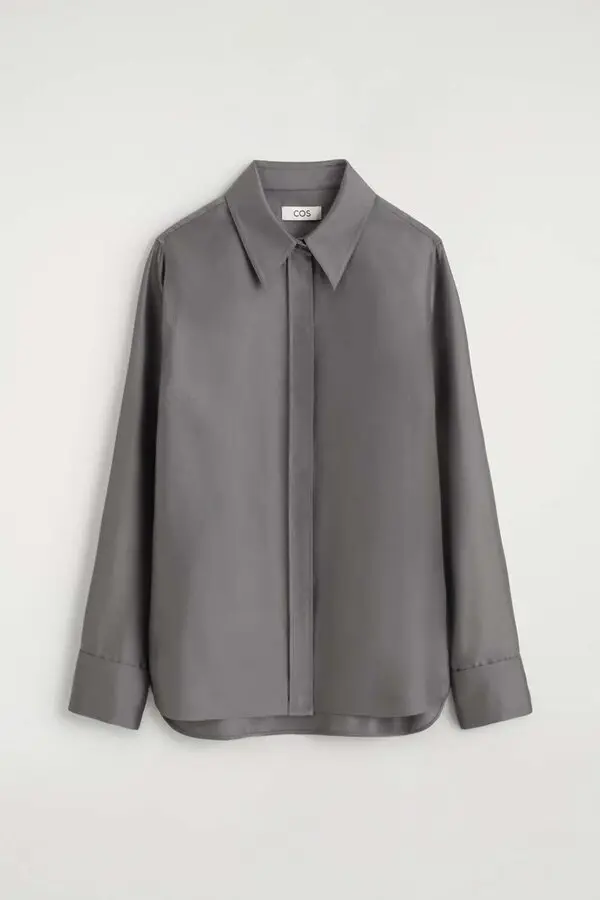 Cos Tailored Silk Shirt - Gray