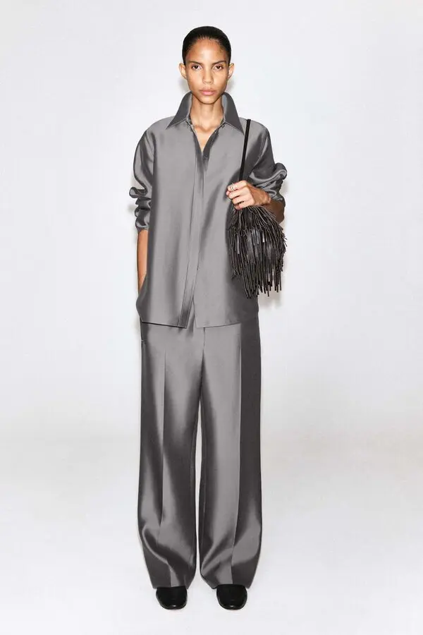 Cos Tailored Silk Shirt - Gray