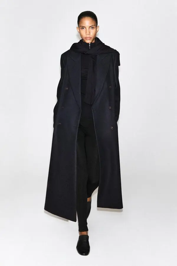 Cos Tailored Wool Double-breasted Long Coat - Blue
