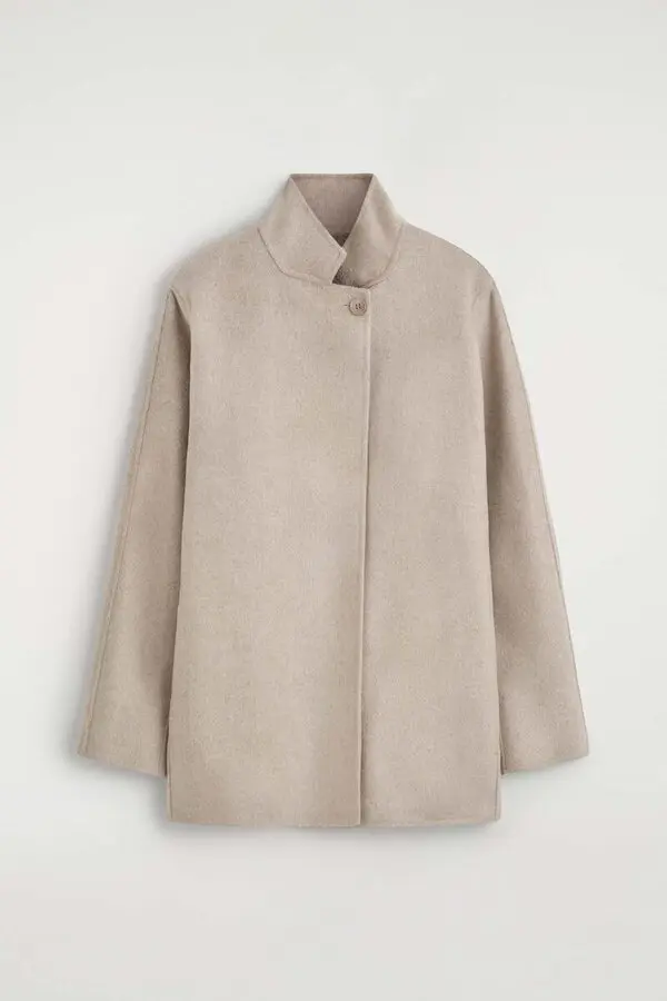 Cos Double-faced Cashmere Mock-neck Jacket - Beige