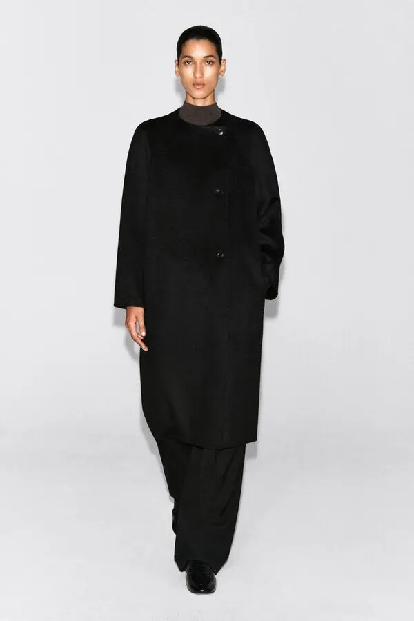 Cos Double-faced Cashmere Long Coat - Black
