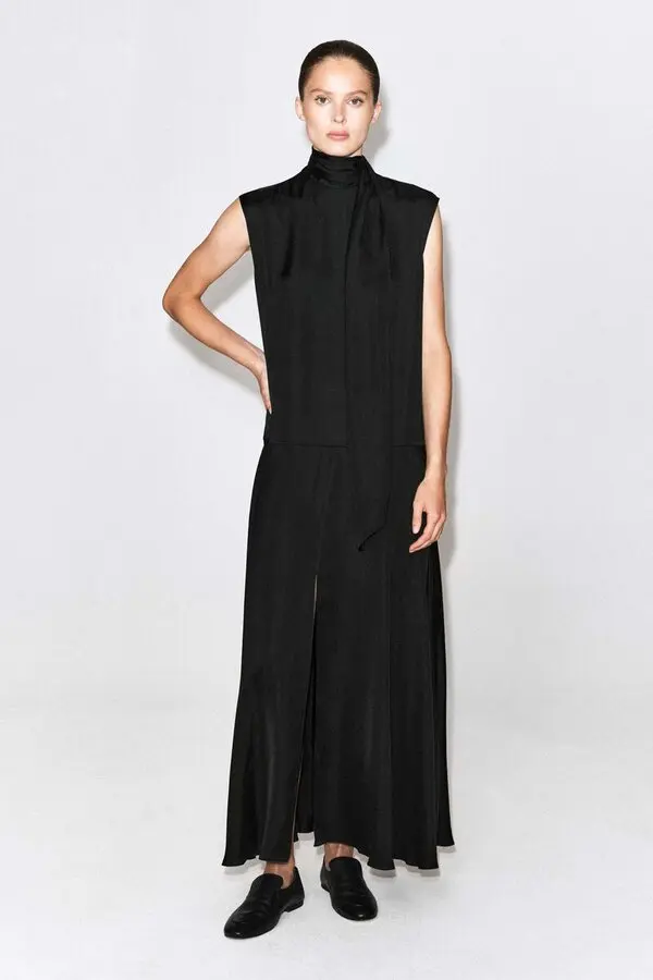 Cos Scarf-detail Satin Maxi Dress