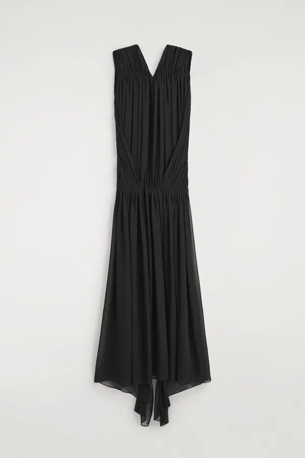 Cos Draped Gathered Chiffon Maxi Dress