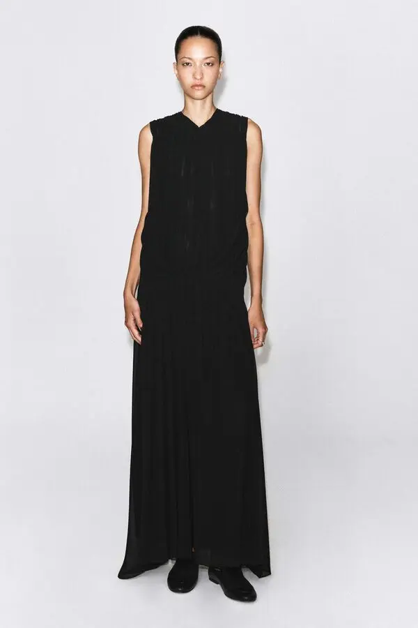 Cos Draped Gathered Chiffon Maxi Dress