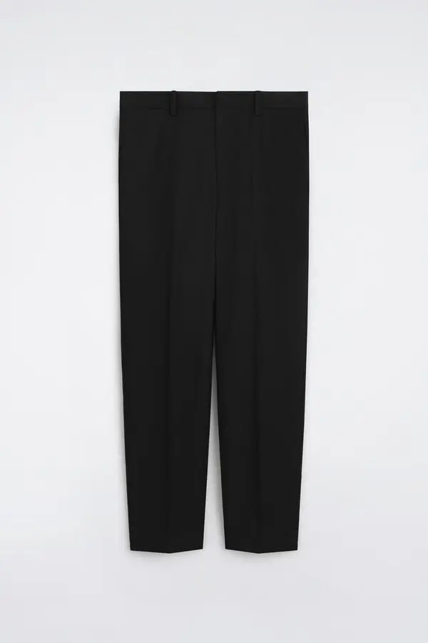 Cos Wool Regular-fit Straight-leg Pants - Black