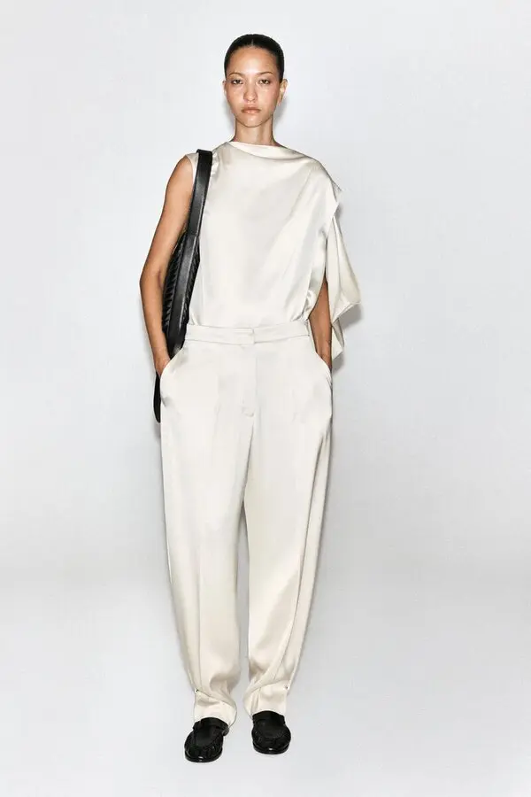 Cos Tailored Matte-satin Barrel-leg Pants