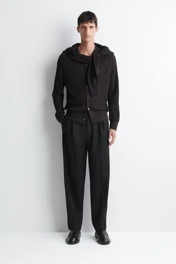 Cos Ribbed Fine Merino Wool V-neck Cardigan