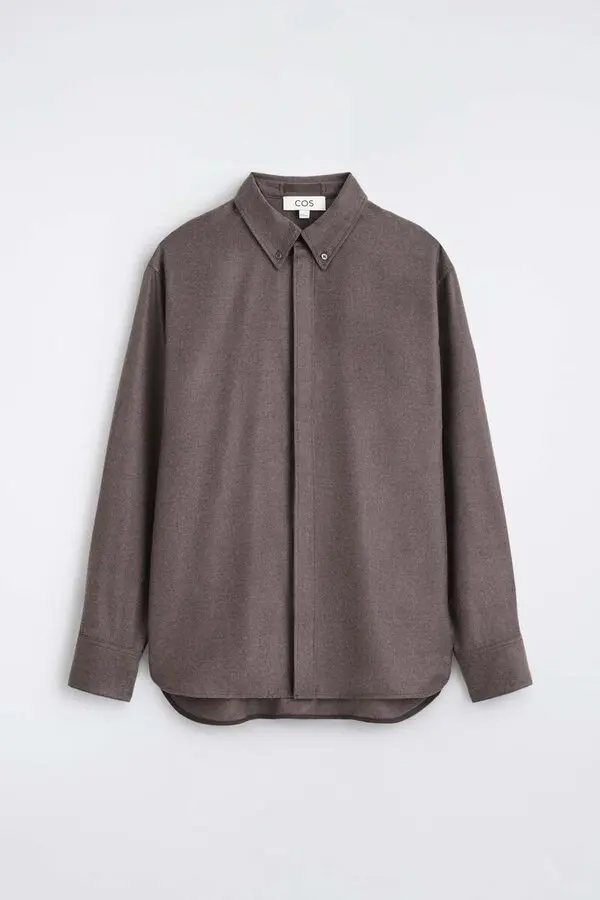 Cos Wool-flannel Button-down Collar Shirt